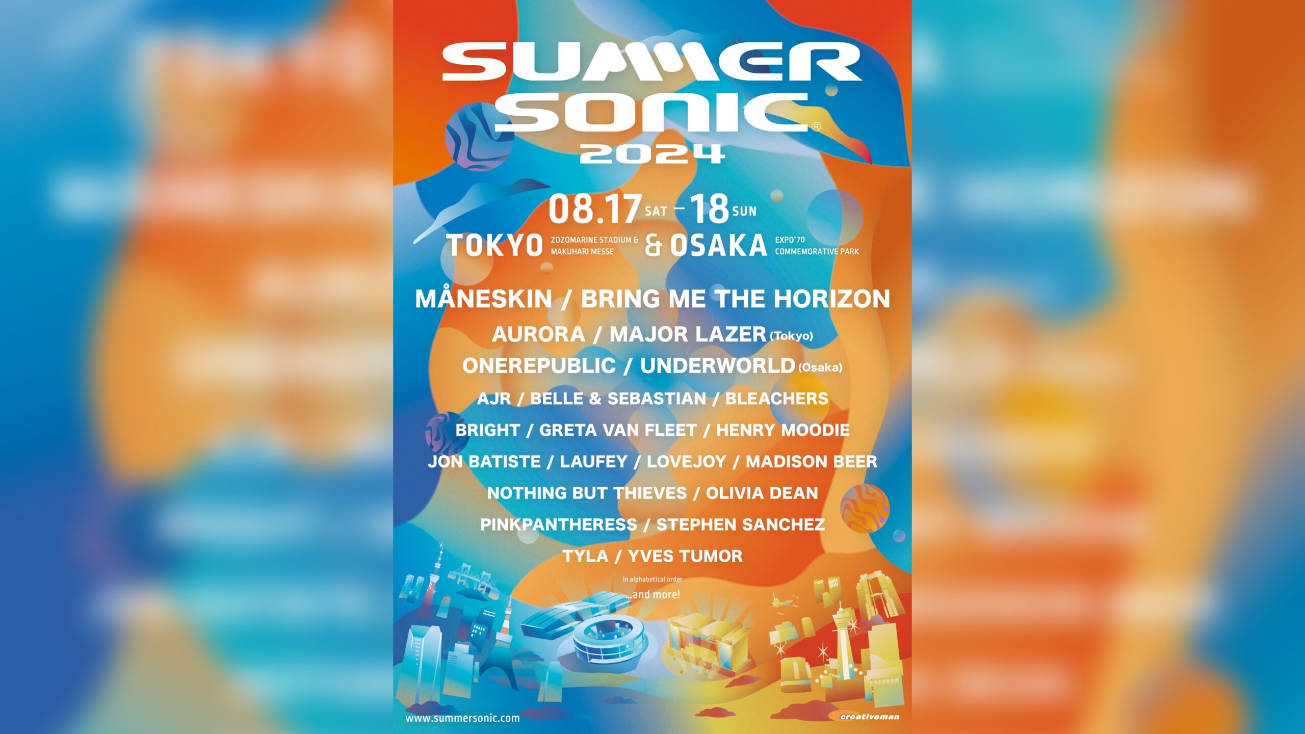 Summer Sonic 2024 Unveils First Lineup with Måneskin, BMTH, AURORA, and ...